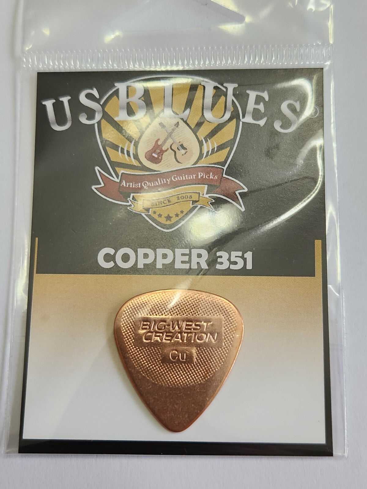 US Blues BWC Copper 351 Shape Guitar Pick 1mm - Single Pick